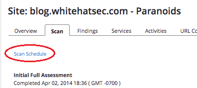 Scheduling a Scan :: WhiteHat Security Docs