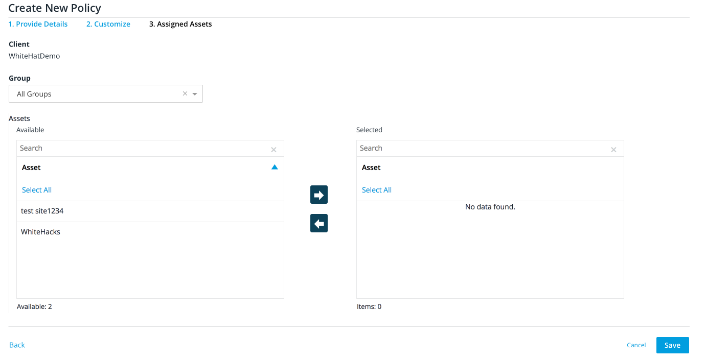 Customizing Values by Policies :: WhiteHat Security Docs